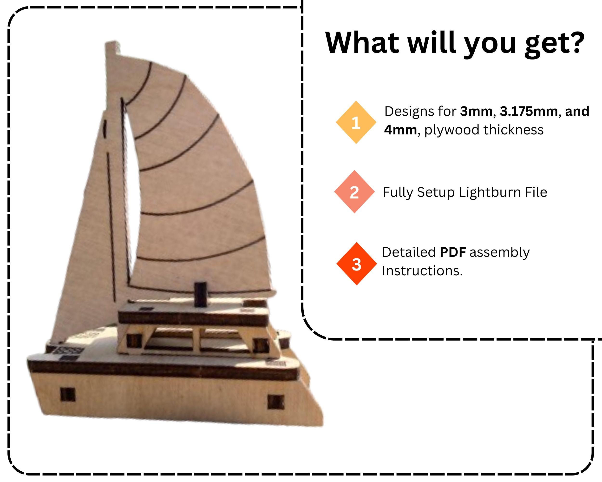 Sailing Boat | Laser Cut | 4mm 3mm Svg Dxf Cdr Lbrn File - Etsy