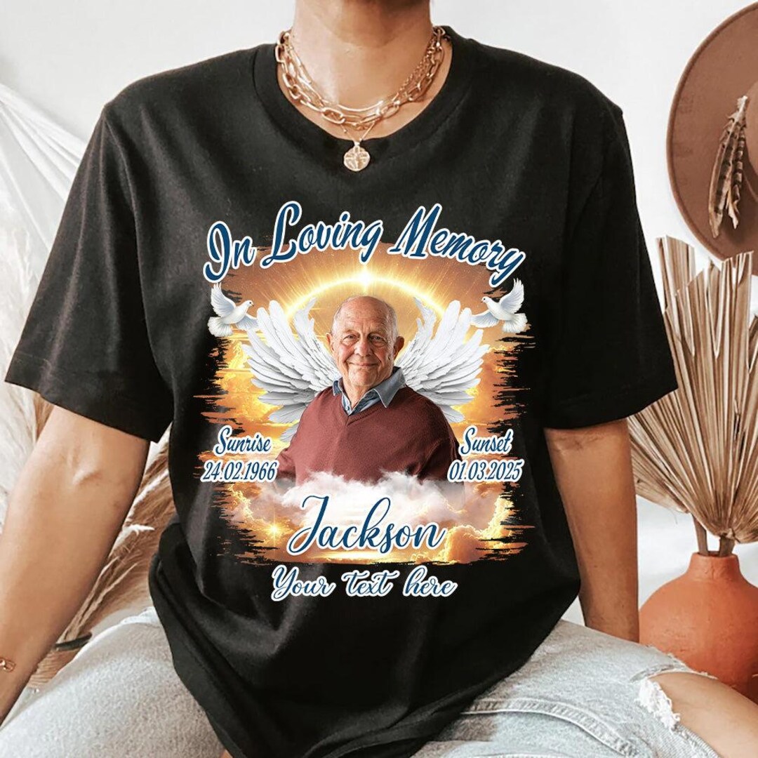 In Loving Memory Personalized Photo Memorial Shirt, Custom Funeral ...