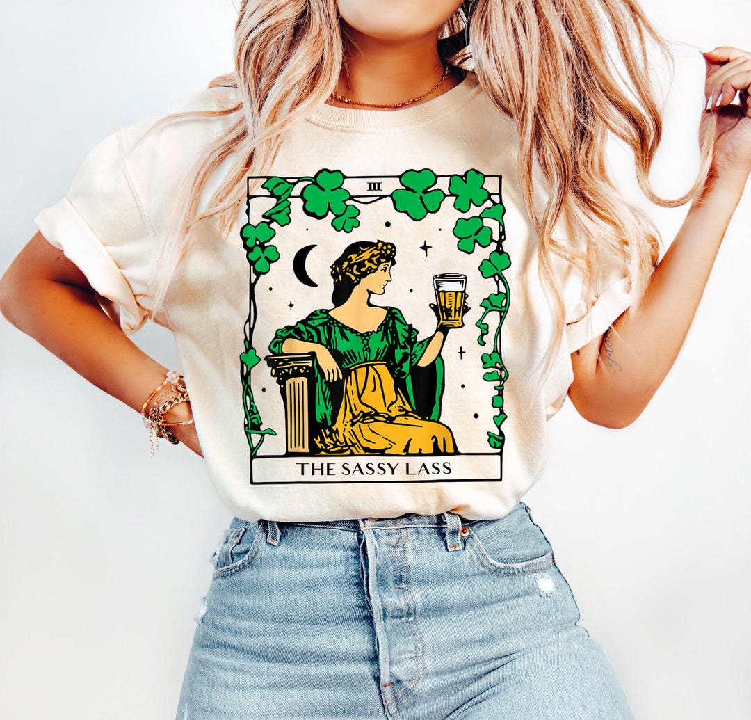 Funny Patrick's Day the Sassy Lass Tarot Card Tee T-shirt, St. Patrick ...