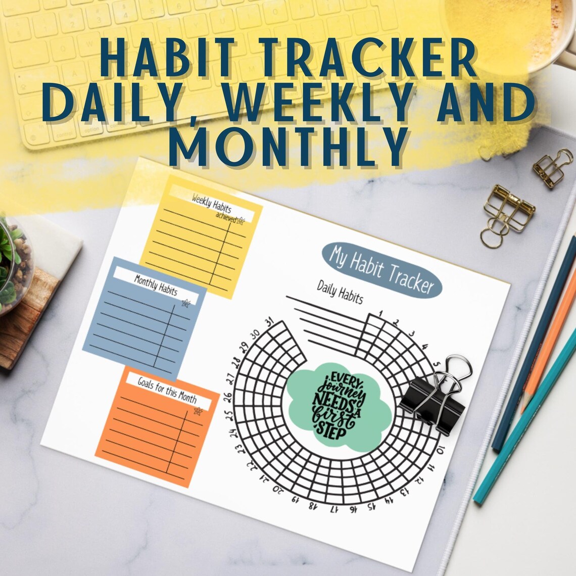 Large Habit Tracker Notepad – Daily, Weekly & Monthly Habit Planner ...