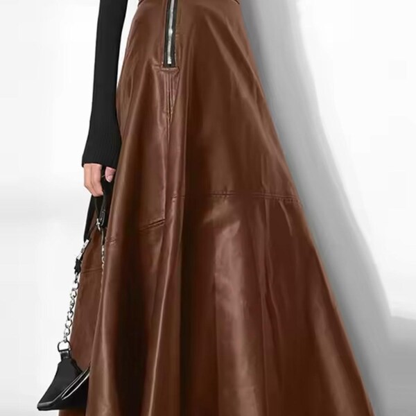 Leather Maxi Skirt - Etsy