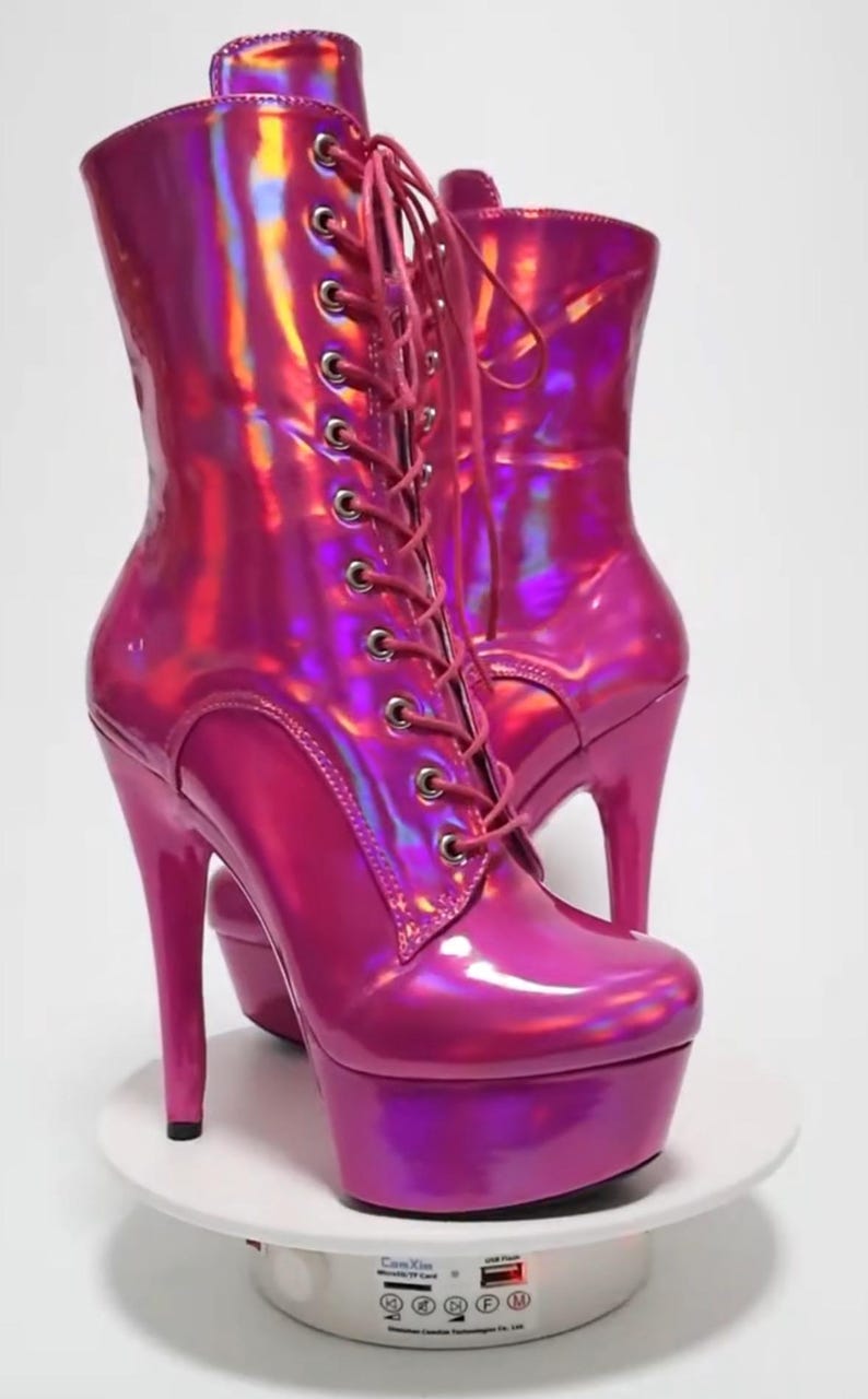 Vintage Women WESTERN Performance Boots Platforms Zipper High Heels ...