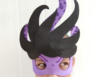 Evil Sea Witch Villain Felt Embroidered Mask Kid & Adult Pretend Play ...