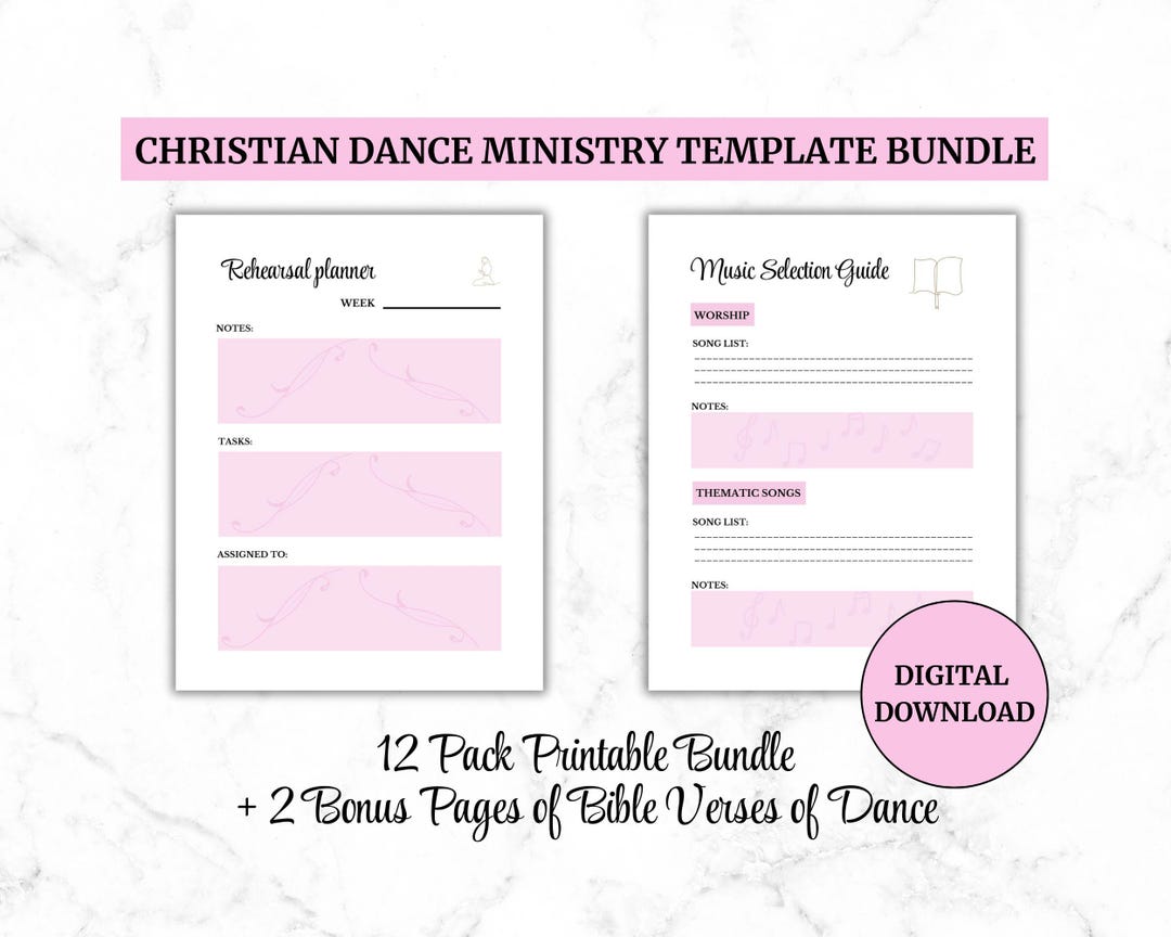 Christian Dance Digital Prints, Planner, Bundle, 12 Page Printable ...
