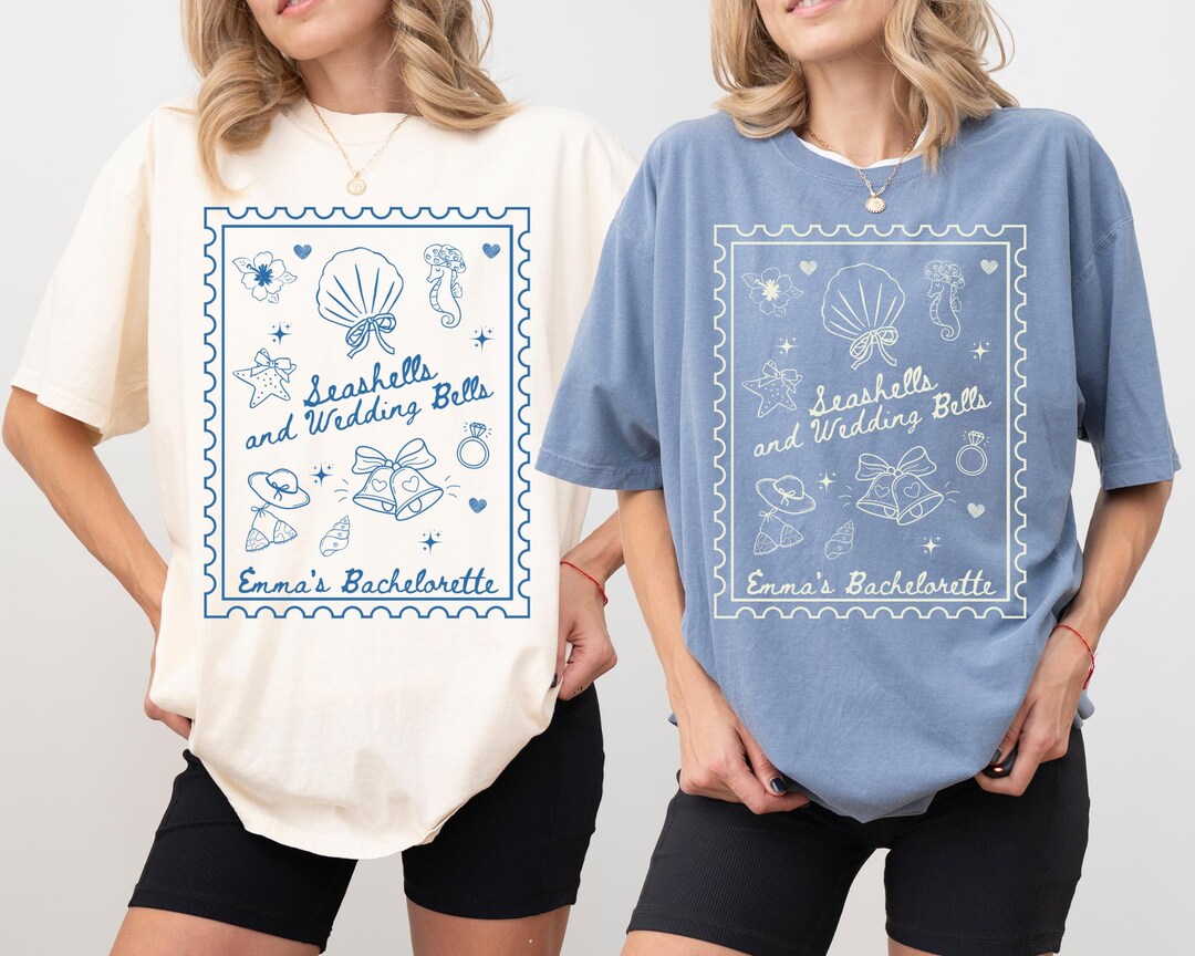 Seashells and Wedding Bells Coastal Bachelorette Shirt, Custom Beach ...
