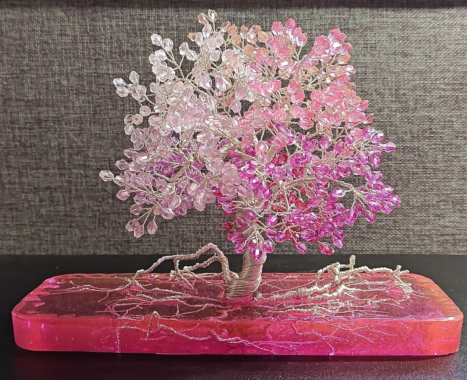 Japanese Sakura Wire and Bead Tree of Life With Pink Resin Base - Etsy