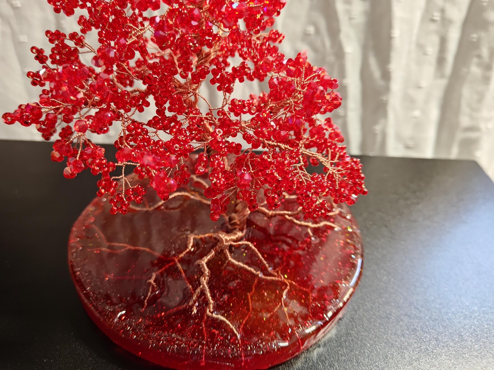 Crimson Red Wire and Bead Tree of Life - Bonsai Tree With Red Resin ...