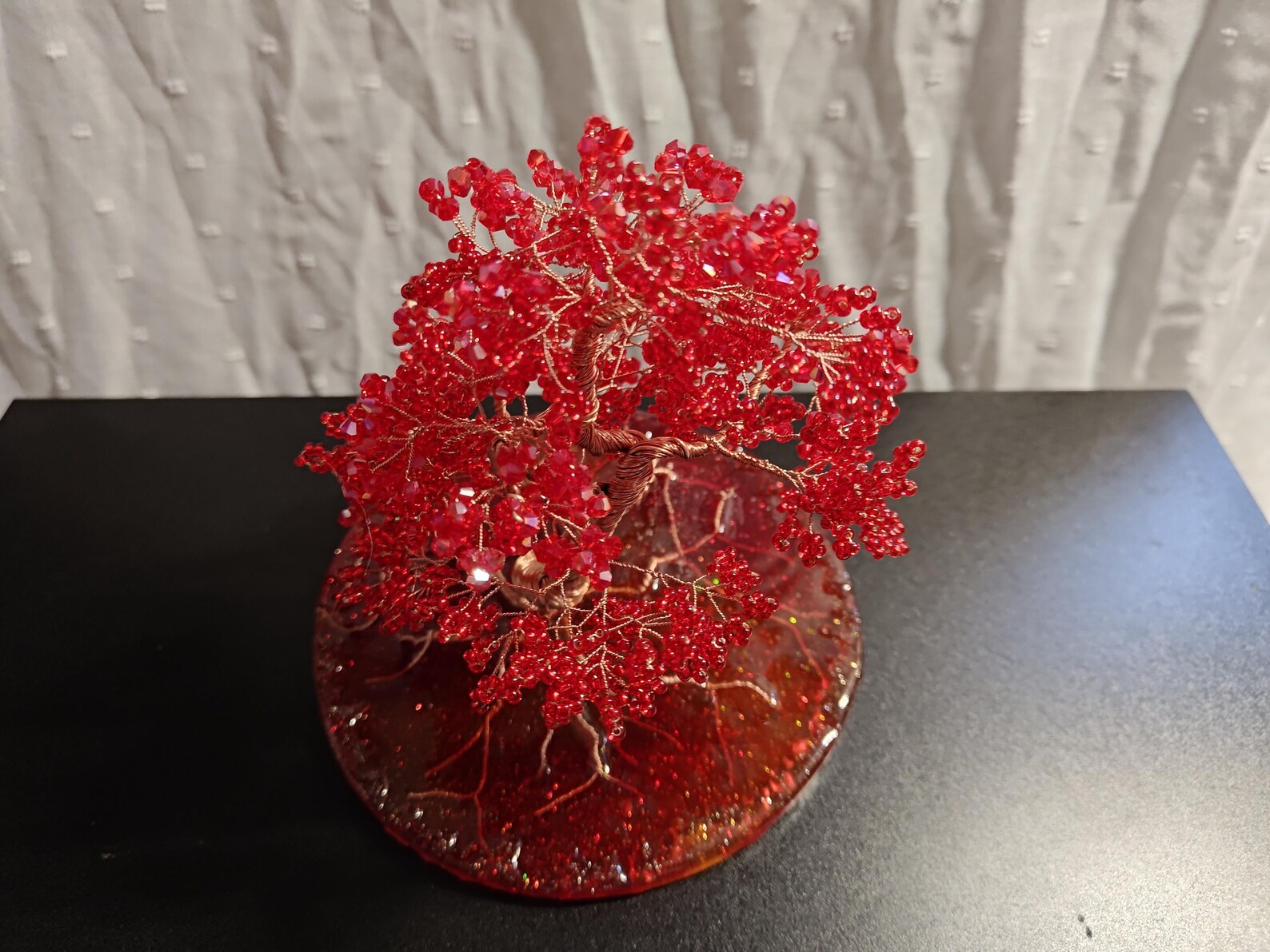 Crimson Red Wire and Bead Tree of Life - Bonsai Tree With Red Resin ...