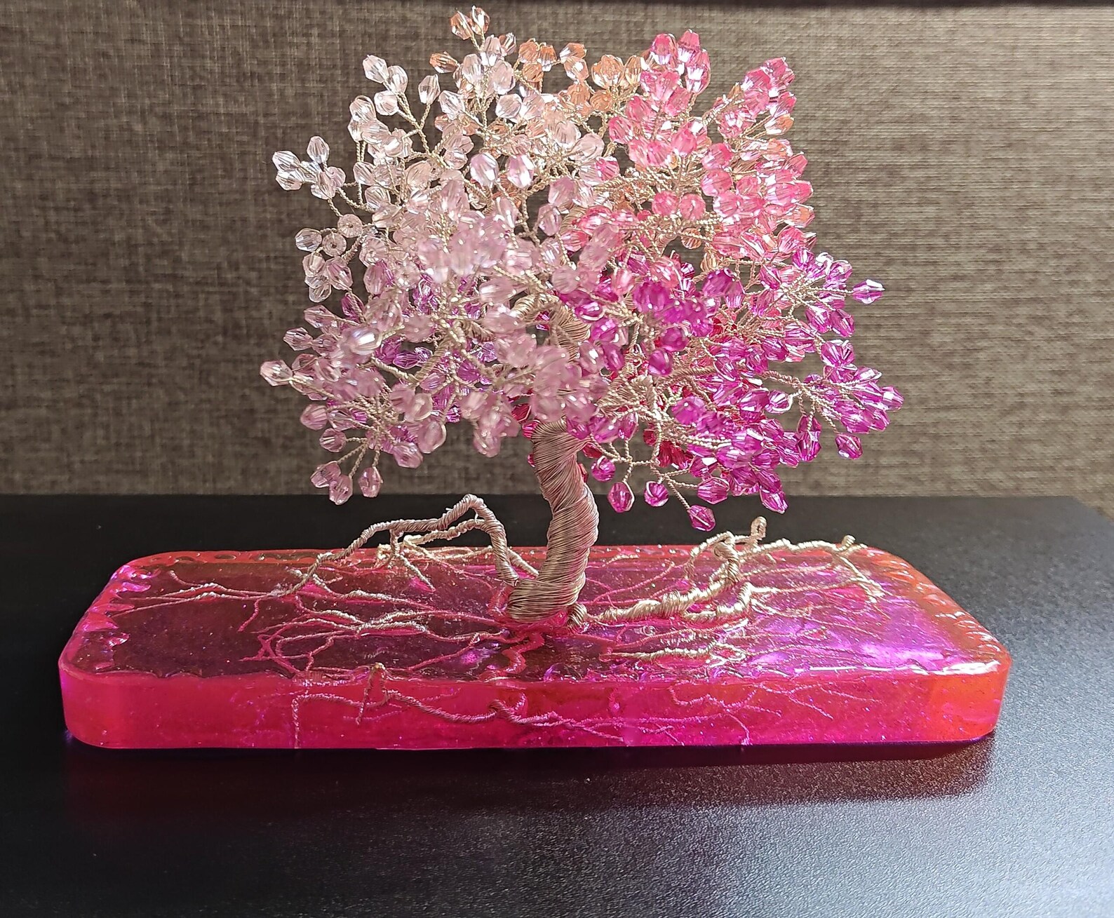 Japanese Sakura Wire and Bead Tree of Life With Pink Resin Base - Etsy