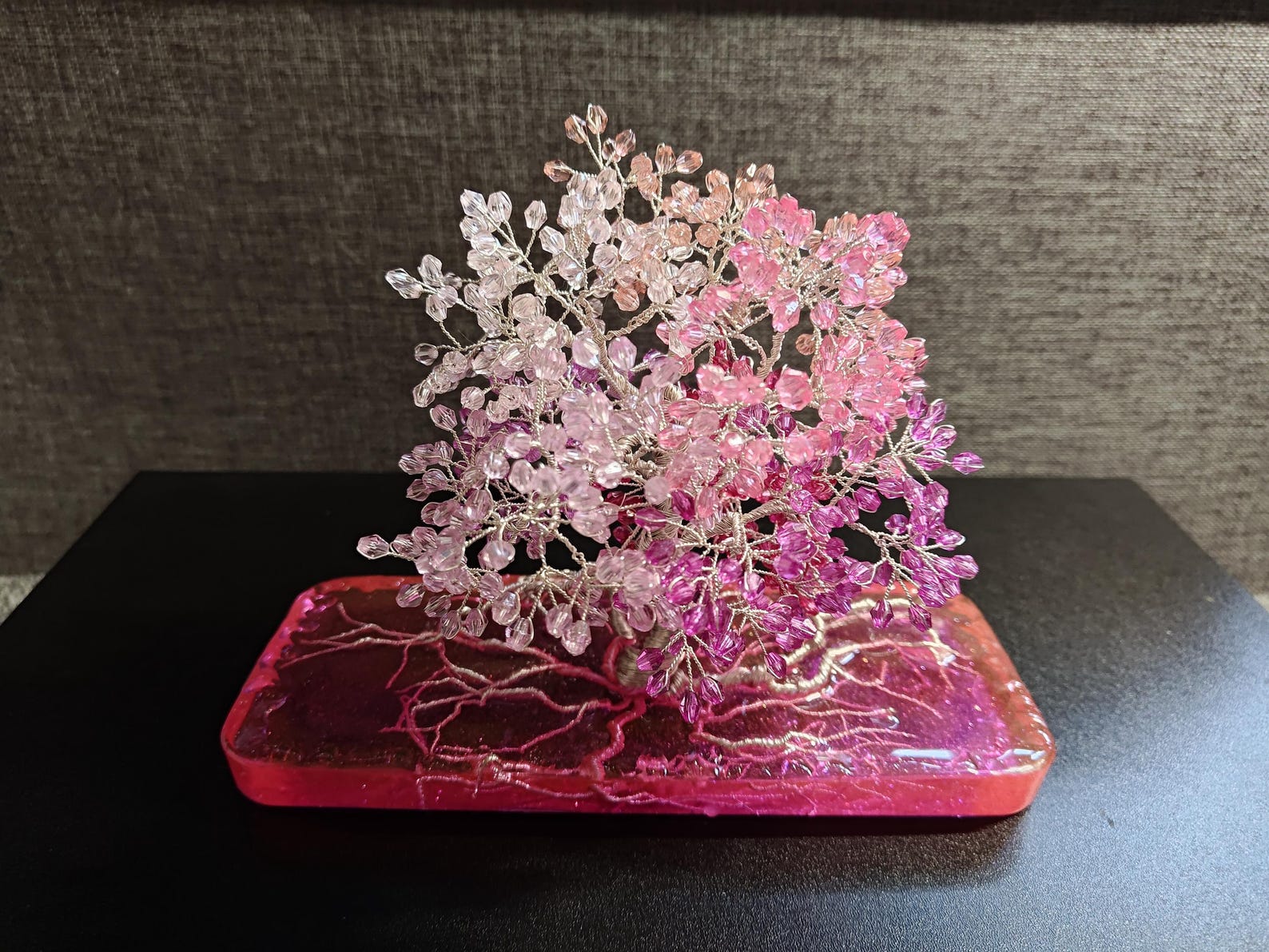 Japanese Sakura Wire and Bead Tree of Life With Pink Resin Base - Etsy