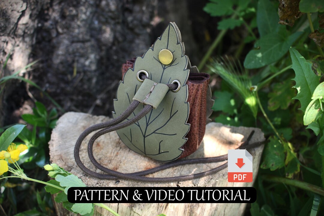 Leaf Satchel DIY Pattern Tutorial – Leather and Vegan, Forest Pouch for ...