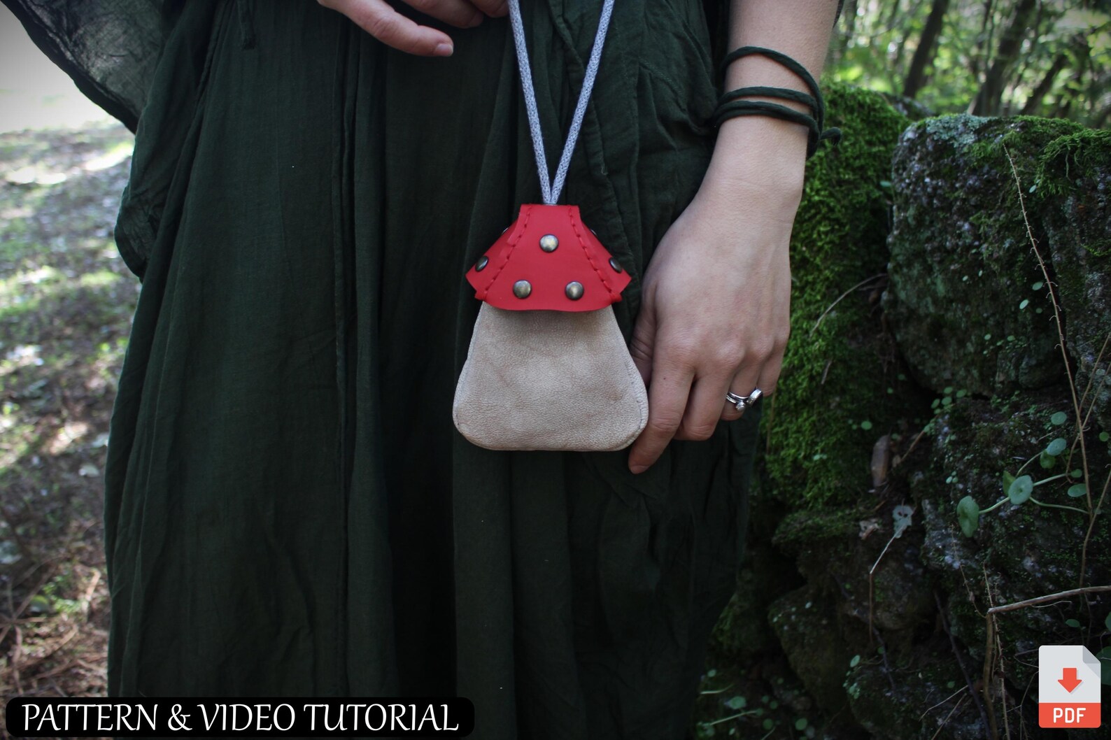 Mushroom Pouch DIY Tutorial and PDF Pattern | Coin Pouch, Crystal Bag ...