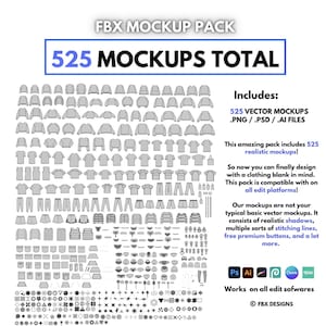 FBX Clothing Mockup Pack (525 Mockups) - Etsy Canada