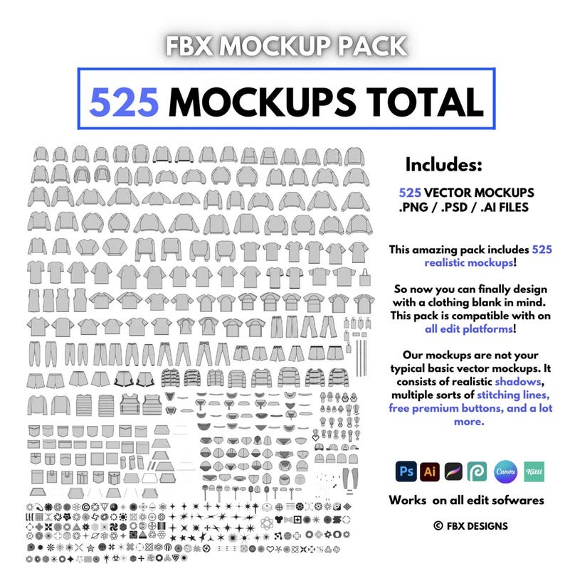 FBX Clothing Mockup Pack (525 Mockups) - Etsy
