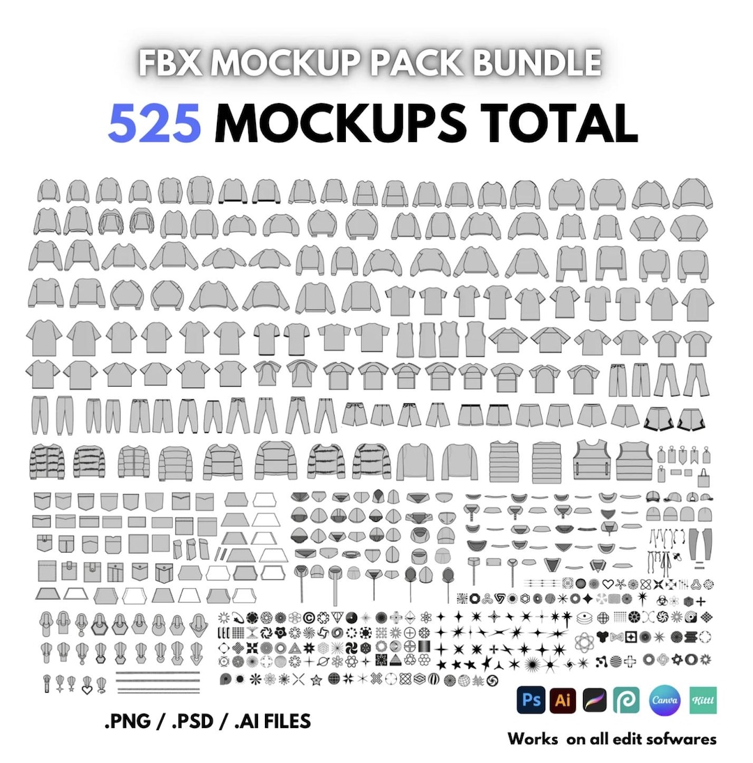 FBX Clothing Mockup Pack (525 Mockups) - Etsy