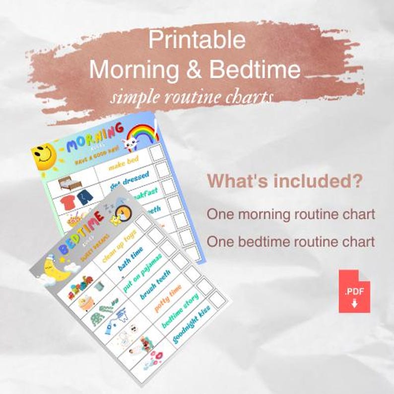 Bedtime Routine for Kids, Morning Routine Checklist, Printable ...