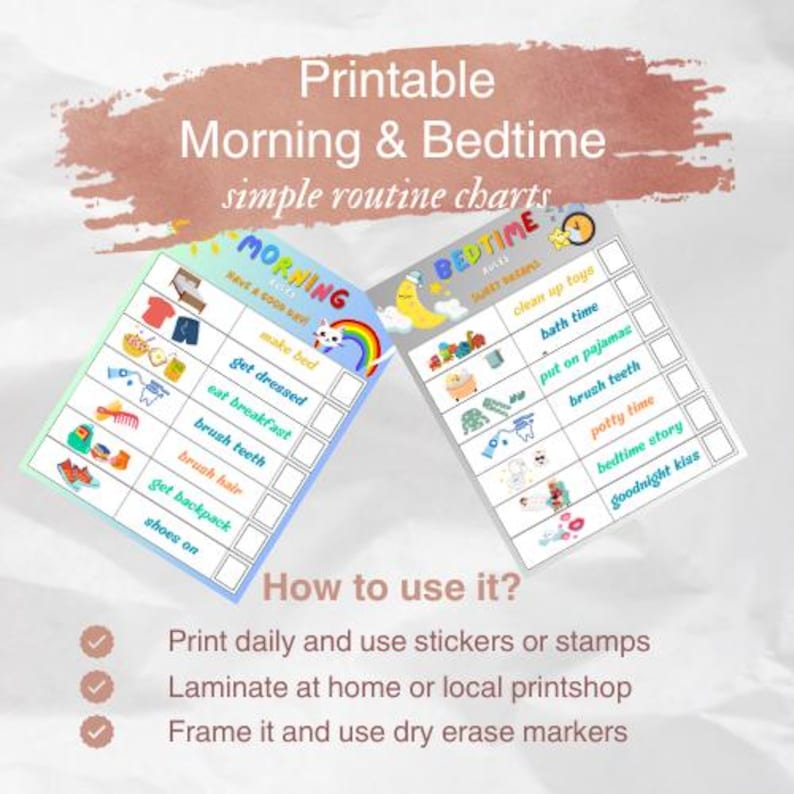 Bedtime Routine for Kids, Morning Routine Checklist, Printable ...