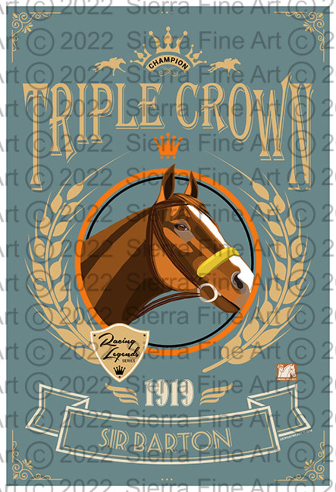 Sir Barton Triple Crown Winner 1919 Vintage Poster Design Original ...