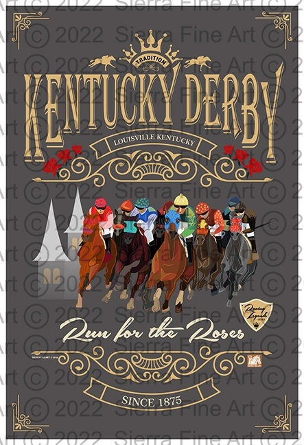Kentucky Derby Poster Design Thoroughbreds Racing Print Gift Horse ...