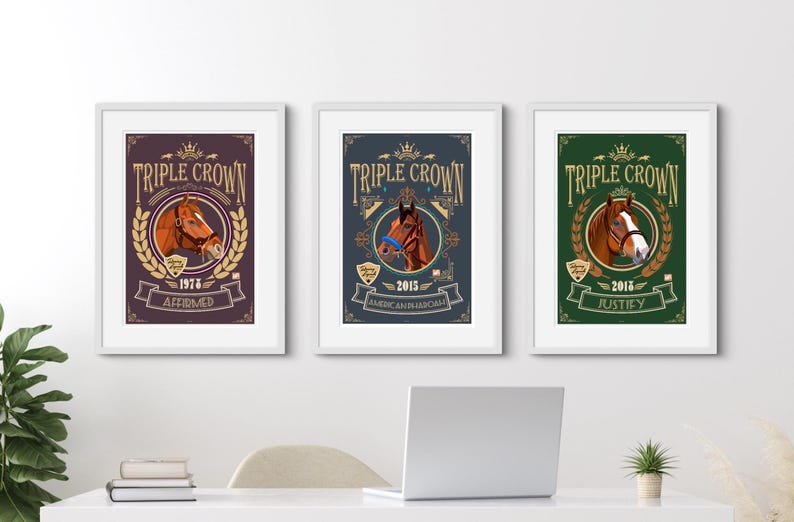 Grouping of 3 Horse Racing Posters, Triple Crown Winners, Affirmed ...
