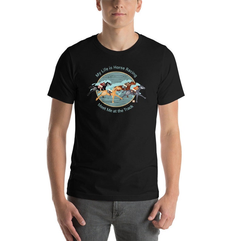 Short-sleeve Unisex T-shirt Horse Racing Graphic Tee Vintage Distressed ...