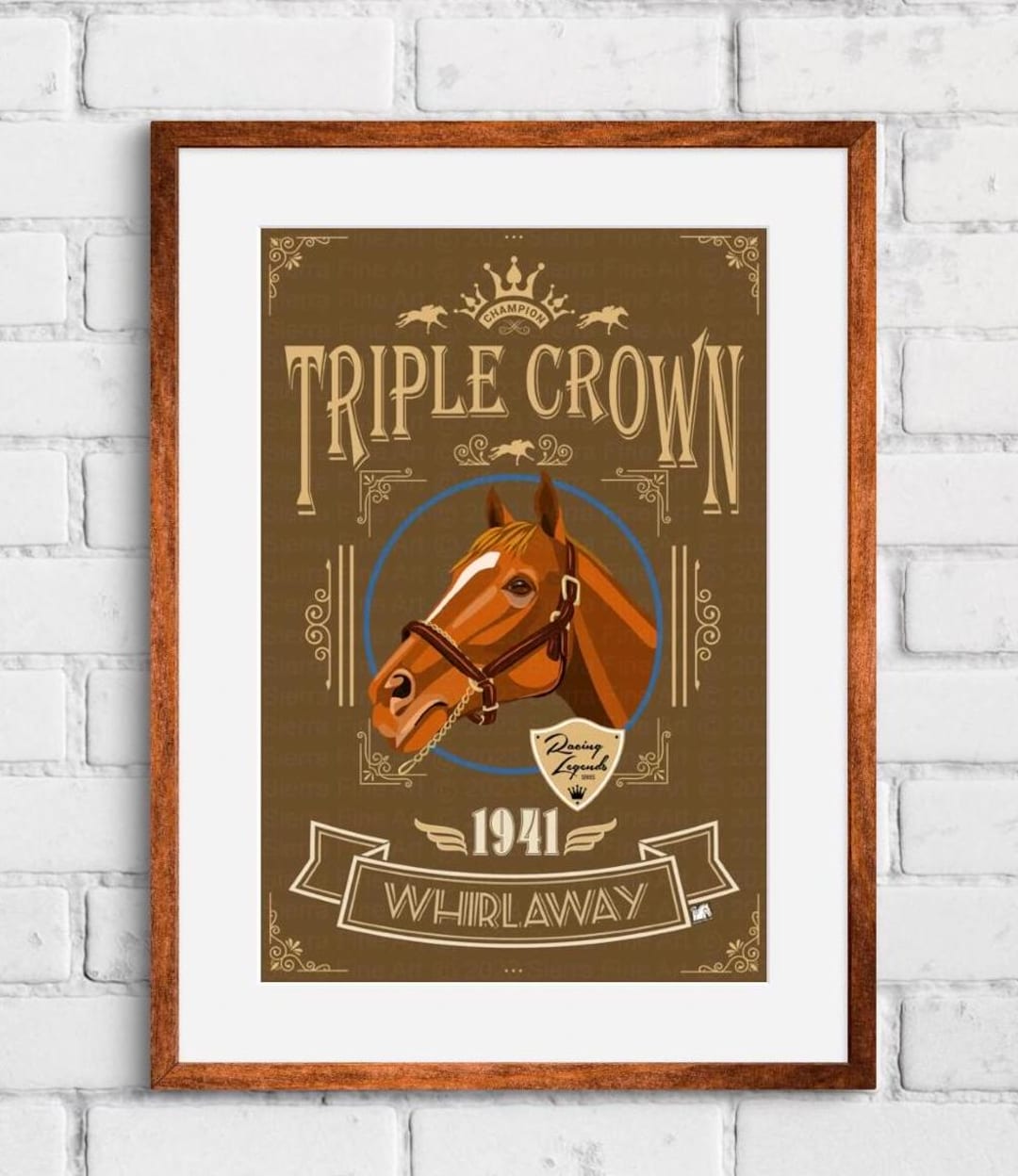 Whirlaway Triple Crown Winner 1941 Vintage Poster Design Kentucky Derby Horse Racing Prints ...