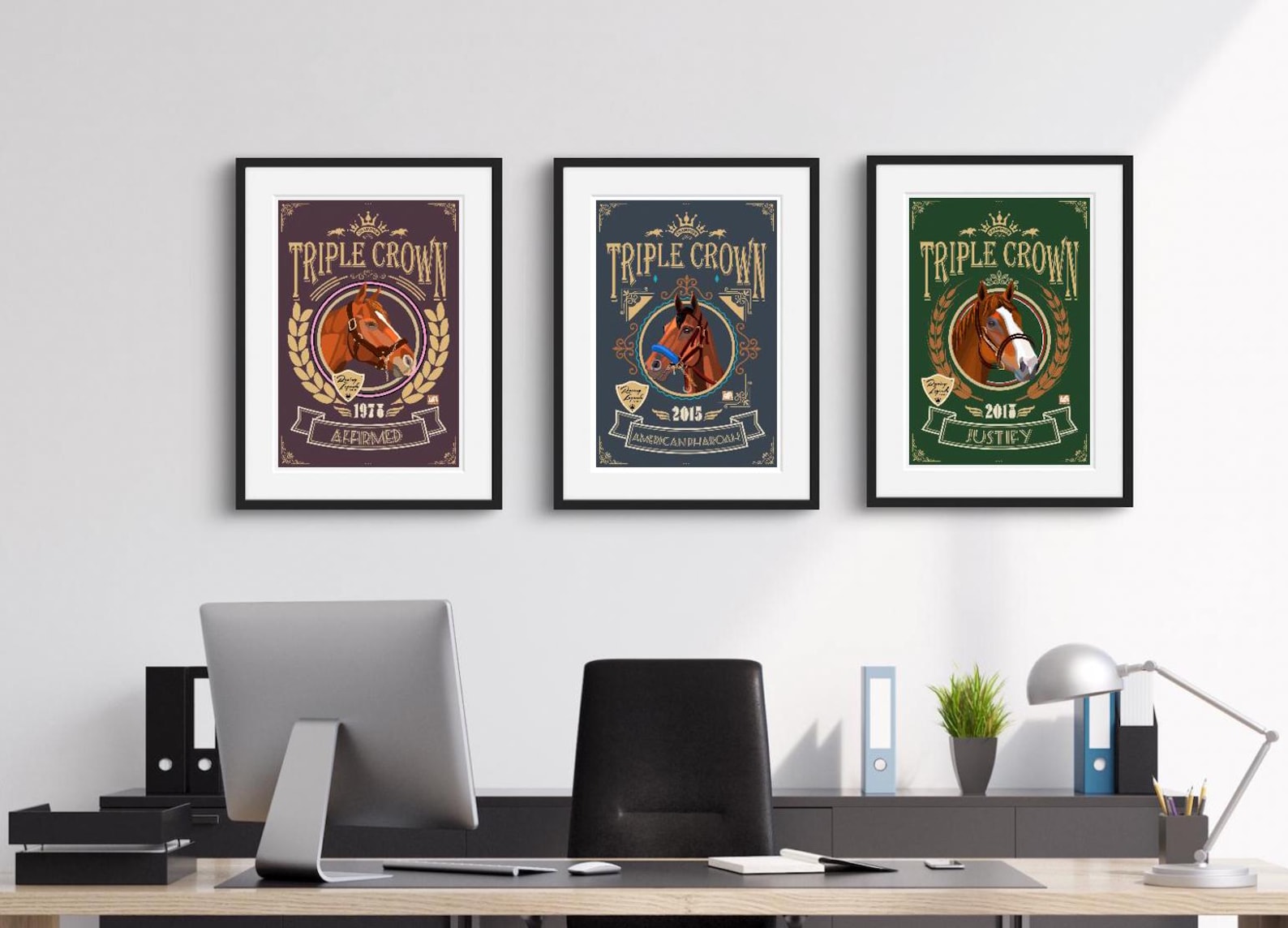 Grouping of 3 Horse Racing Posters, Triple Crown Winners, Affirmed ...