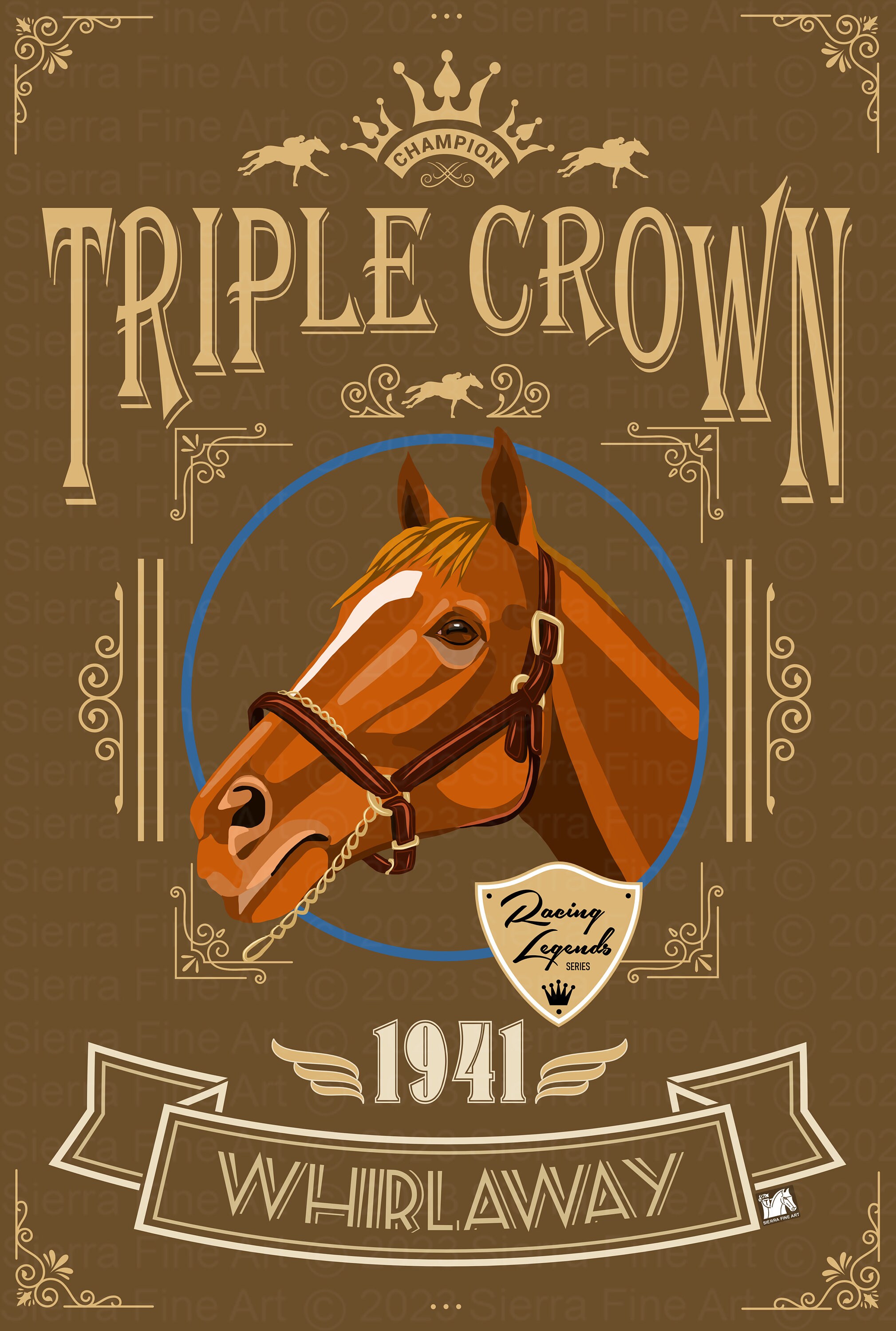 Whirlaway Triple Crown Winner 1941 Vintage Poster Design Kentucky Derby ...