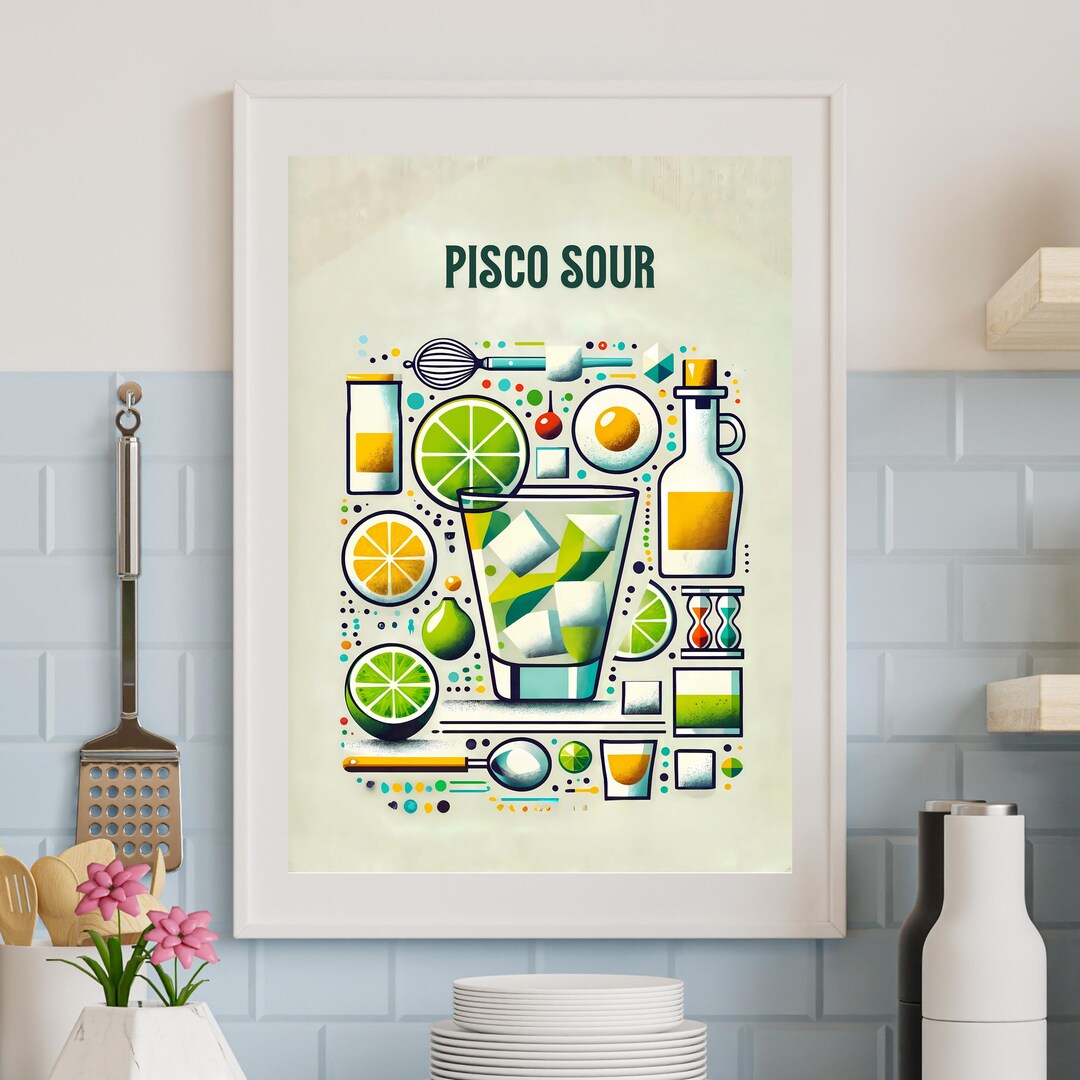 Pisco Sour Printable. Caribbean Holiday Poster Wall Art Digital ...