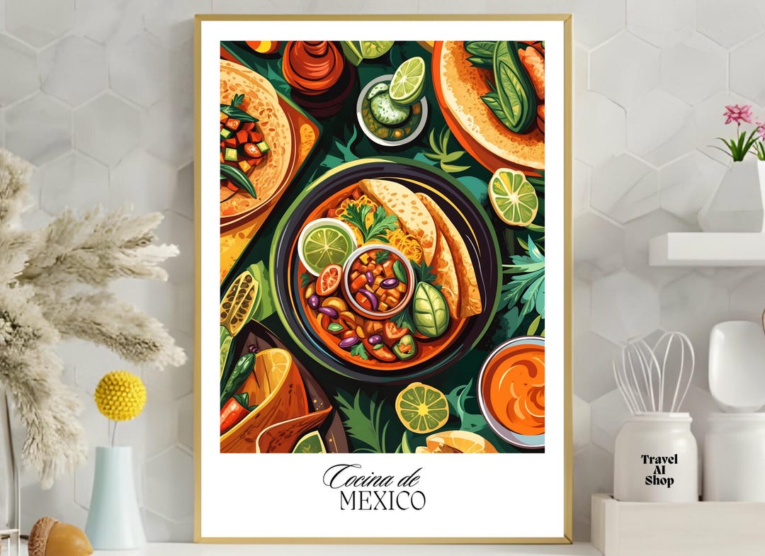Mexican Kitchen Food Poster, Minimalist Wall Decor, Instant Download ...