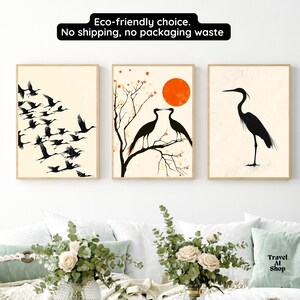 3 Piece Wall Art Birds. Japanese Set of 3 Posters. Instant Download ...