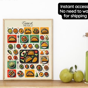 Mexican Food Poster, Mexico Food Lovers Print, Minimalist Wall Decor ...