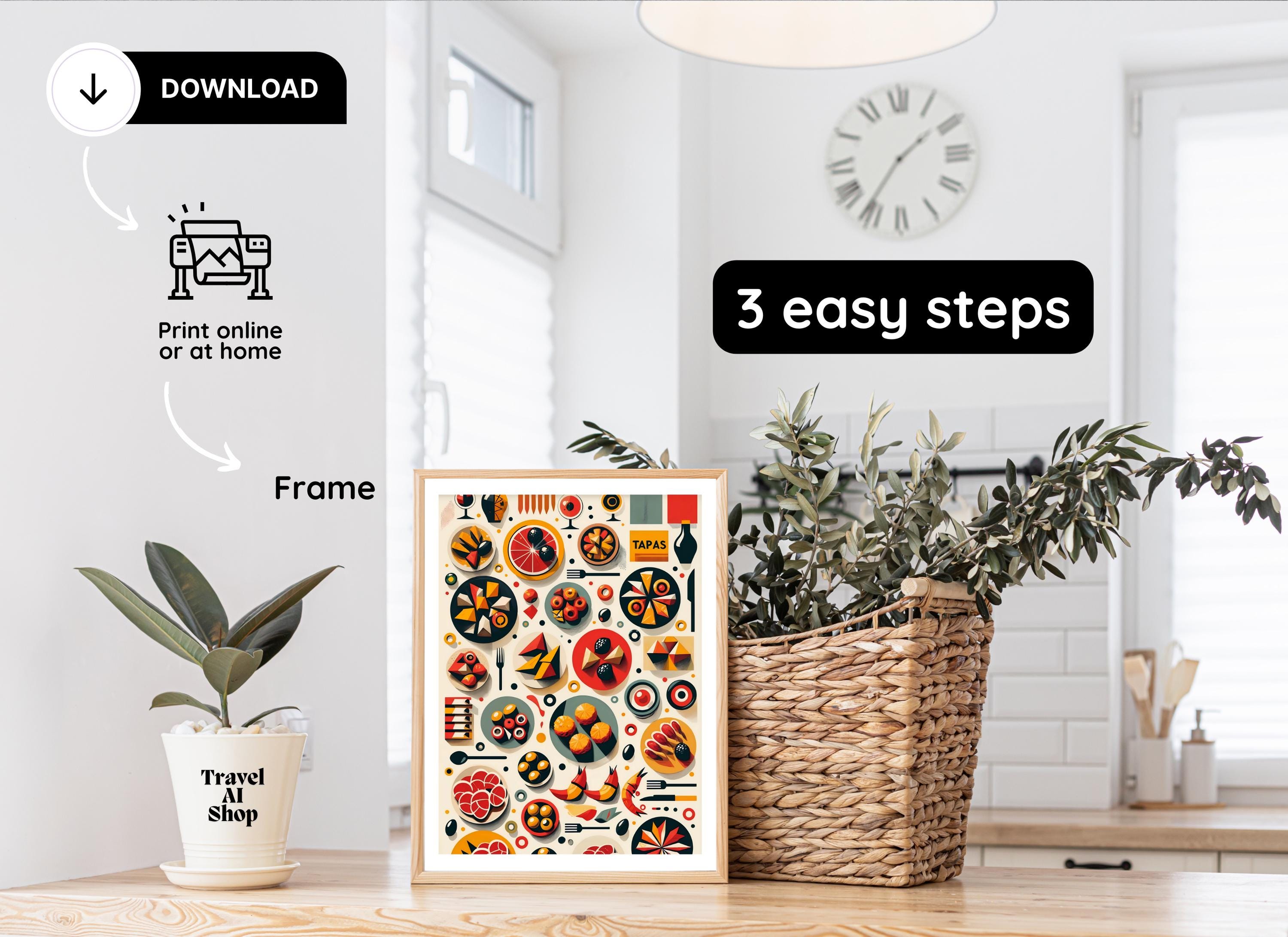 Spanish Tapas Poster, Tapas Food Wall Decor, Minimalist Spanish Food ...