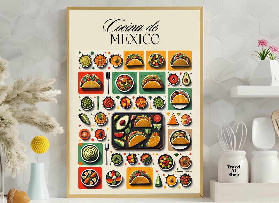 Mexican Food Poster, Mexico Food Lovers Print, Minimalist Wall Decor ...