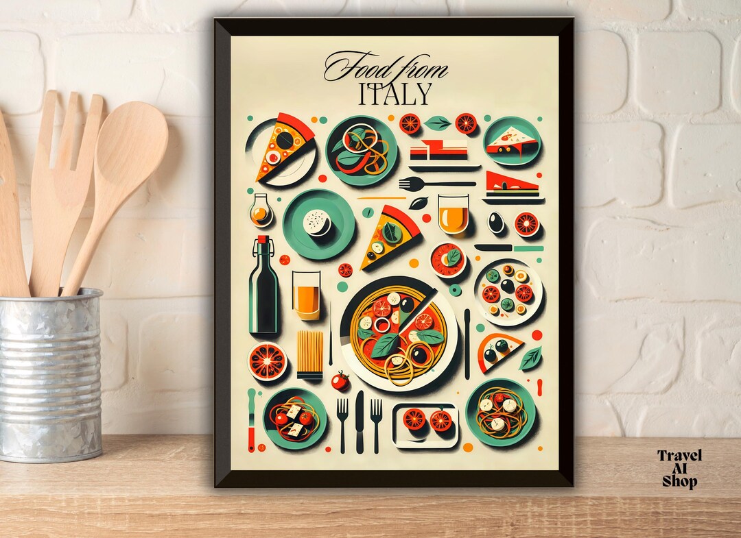 Italy Food Poster, Minimalist Italian Kitchen Decor. Instant Download ...