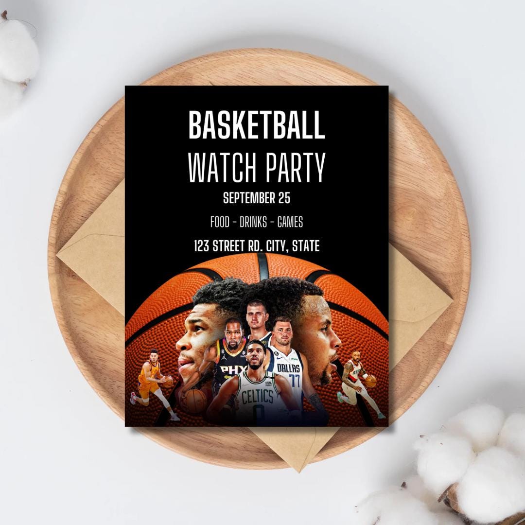 Basketball Watch Party Invitation | Editable NBA Game Night Template ...