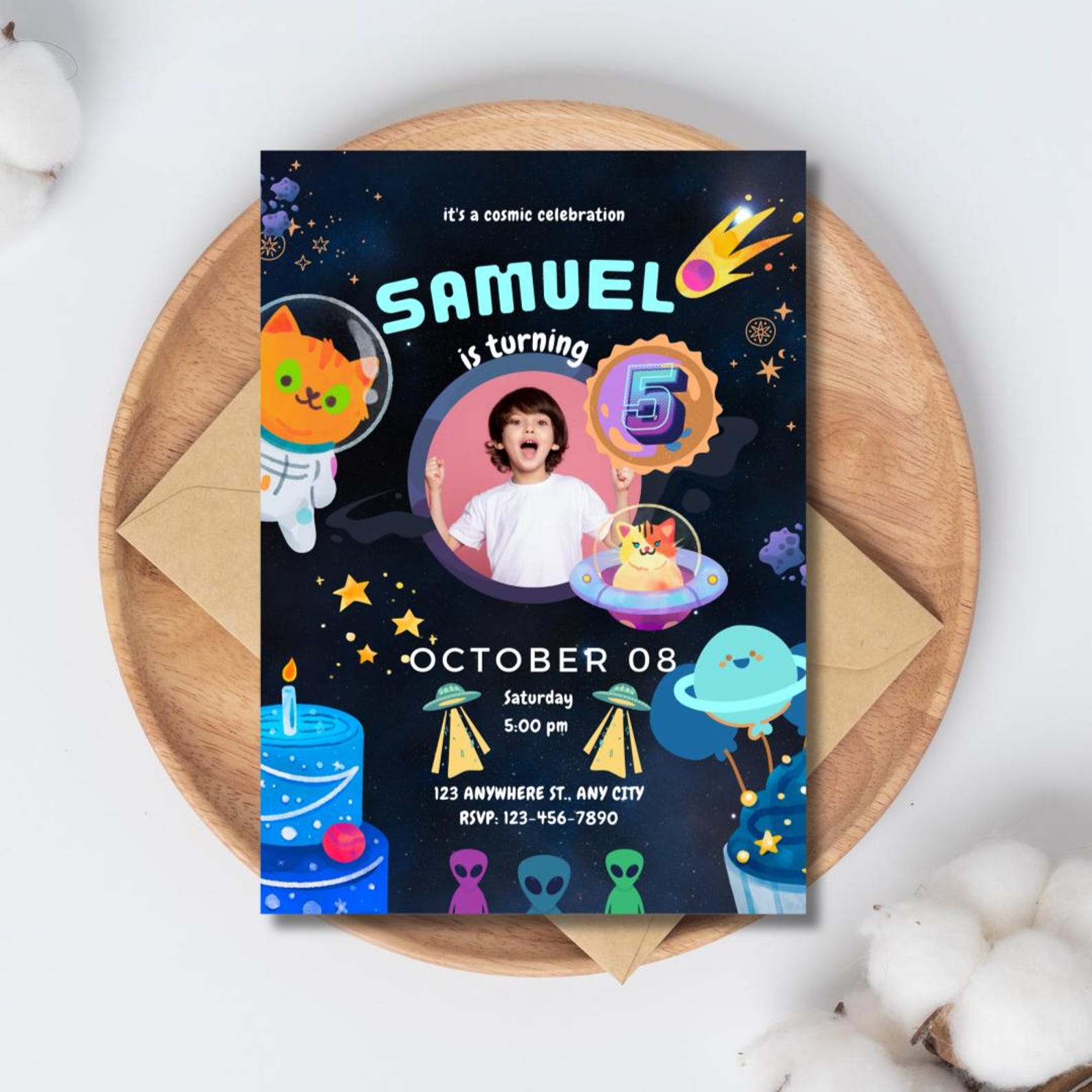 Space-themed Birthday Invitation | Editable Digital Template | Outer ...