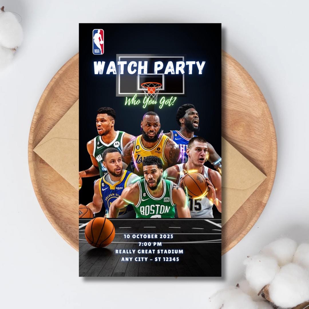 NBA Watch Party Invitation | Editable Basketball Game Event Template ...