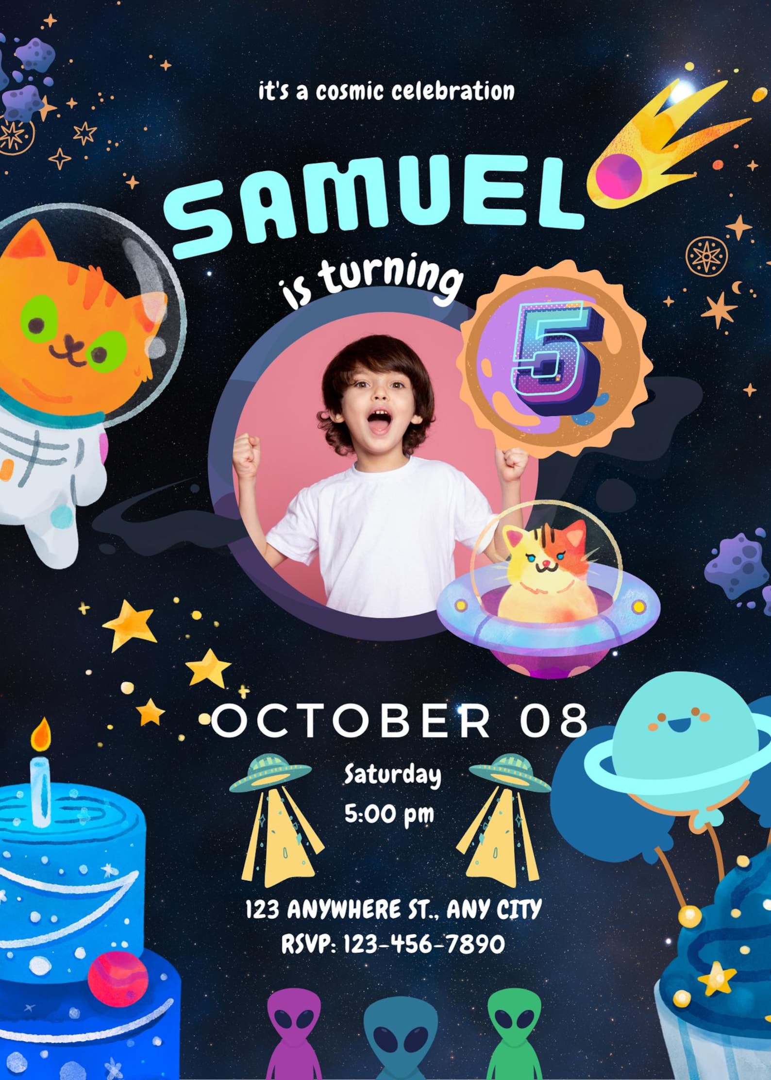 Space-themed Birthday Invitation | Editable Digital Template | Outer ...