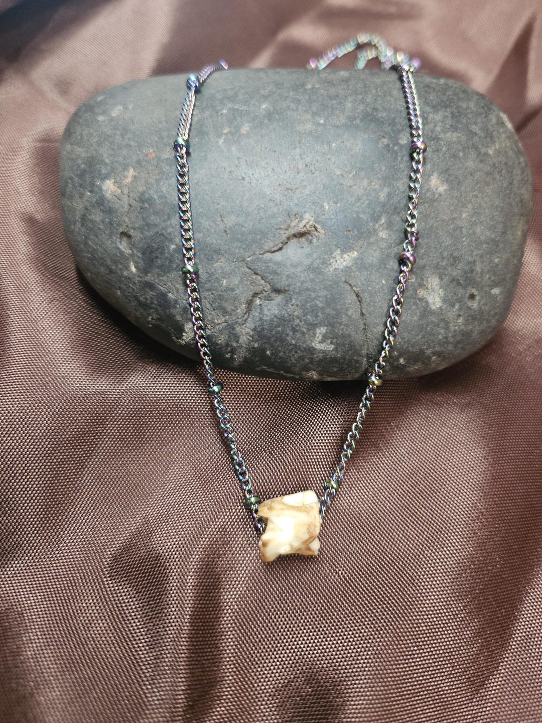 Real Vintage Python Snake Vertebrae on Rainbow Steel Satellite Chain - Etsy