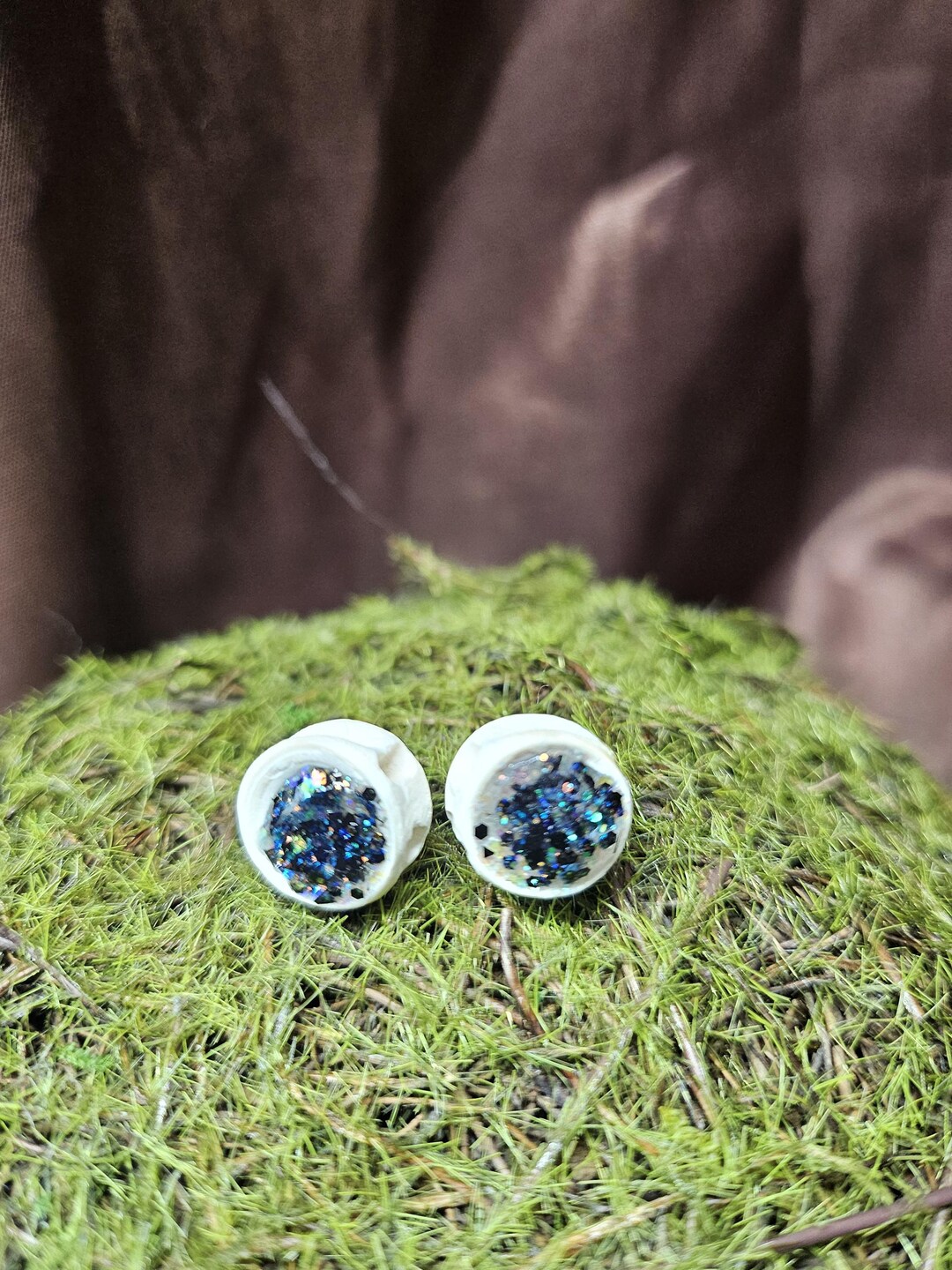 Real Bone Shark Vertebrae and Opal Glitter Stud Earrings. Mermaid ...
