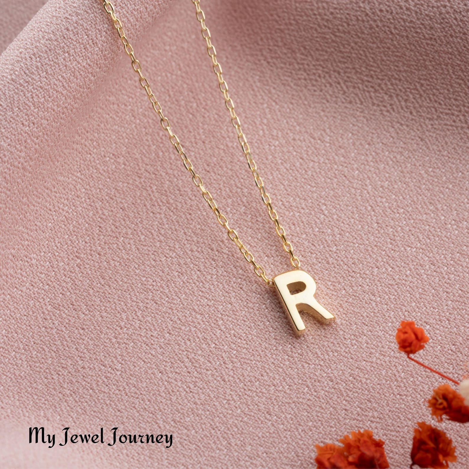 Custom 3D Initial Necklace in 14K Gold, Personalized Letter Pendant ...