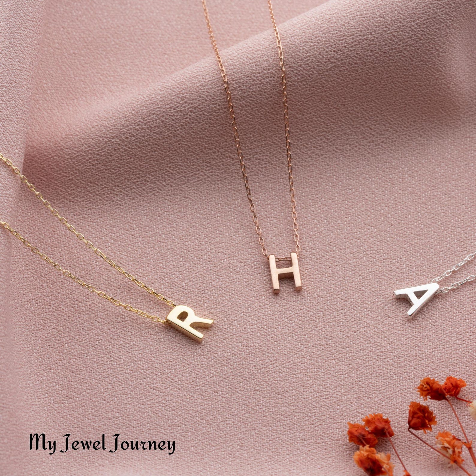 Custom 3D Initial Necklace in 14K Gold, Personalized Letter Pendant ...