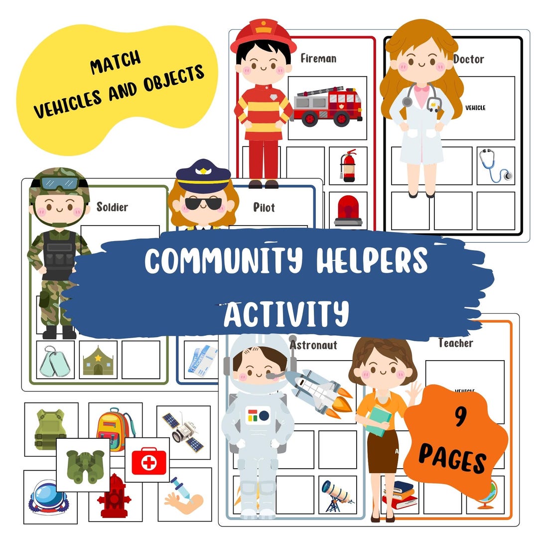 Community Helpers Vehicles Activity Bundle, Preschool Learning Set ...