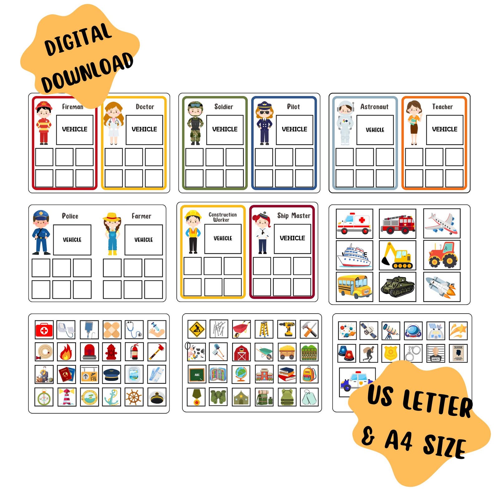 Printable Community Helpers Busy Book Preschool Homeschool Sheet ...