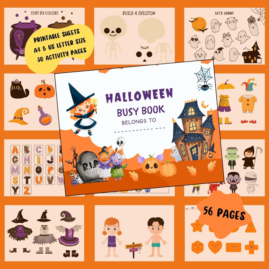 Halloween Busy Book Printable, Halloween Activities, Toddler Learning ...