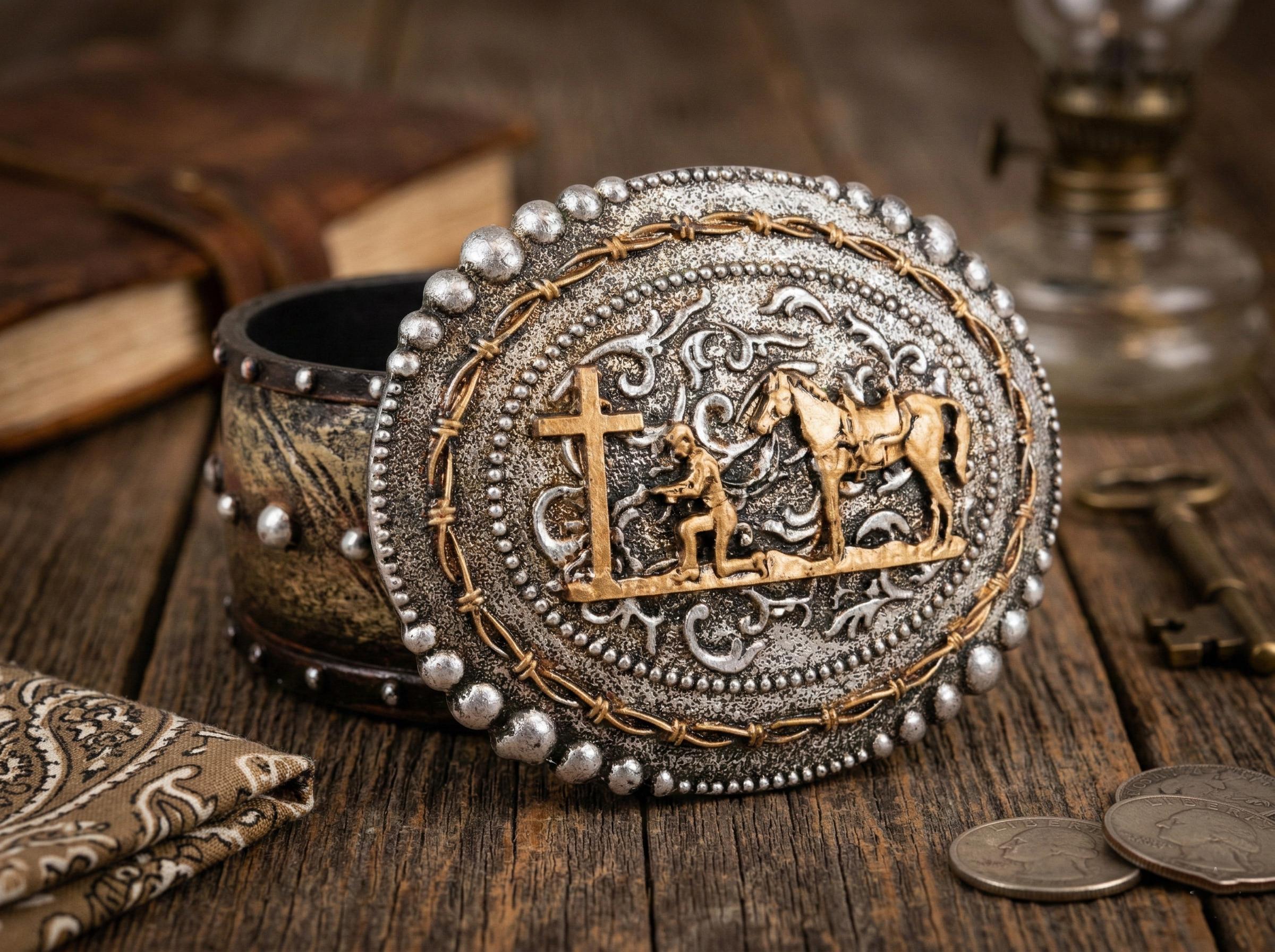 Rustic Western Praying Trinket Box Kneeling Cowboy Cross Jewelry Box - Etsy