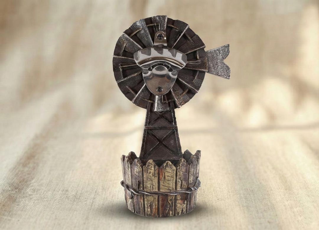Rustic Farmhouse Windmill Wall Mounted Beer Bottle Opener With Cap ...