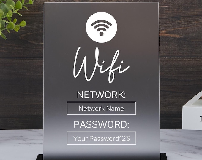 Personalised WIFI Password Sign, Wireless Internet Display, Wifi Sign ...