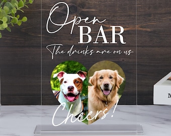 Drinks on Me Dog Wedding Sign Custom Pet Signature Drink Cocktail Menu ...